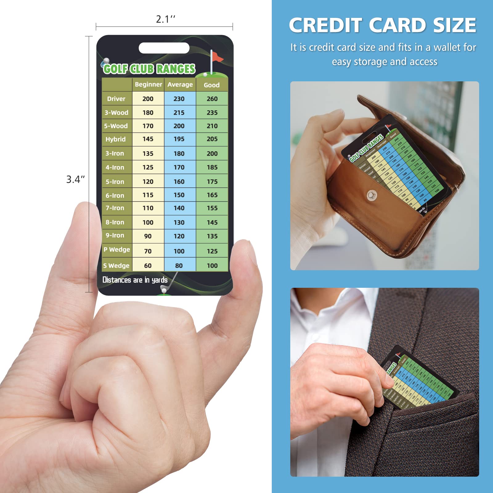 Mua Golf Club Range Chart Card Golf Club Range Estimation Cheat Sheet ...