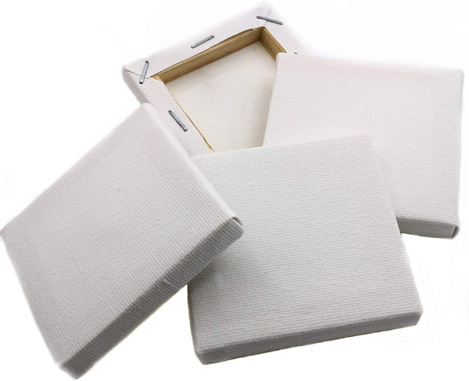 4 Blank Framed Canvas Panels 7×7 cm Square Small Stretched 100% Cotton ...