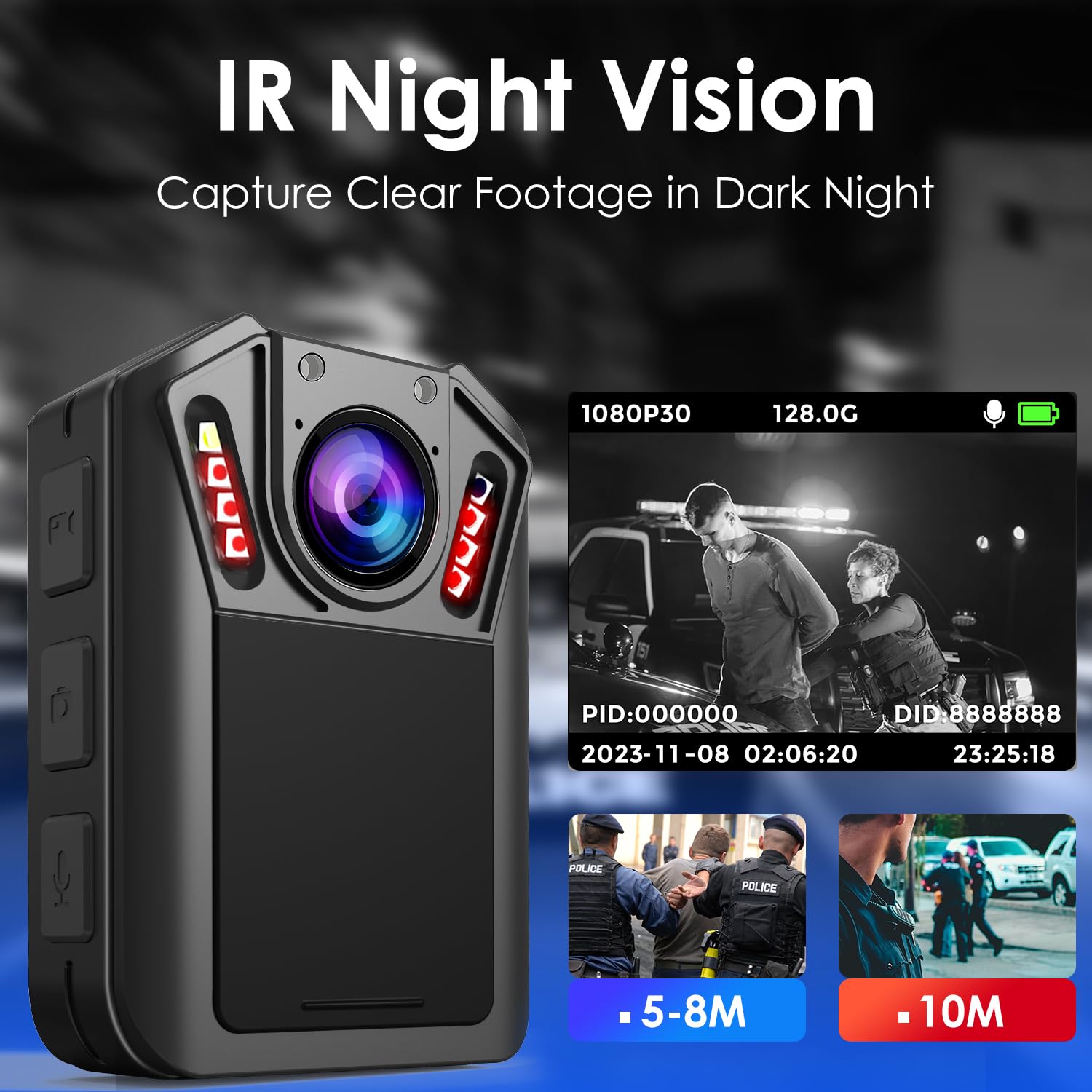 Mua 2K Police Body Cam - 12 Hours Recording with Night Vision Bodycam ...