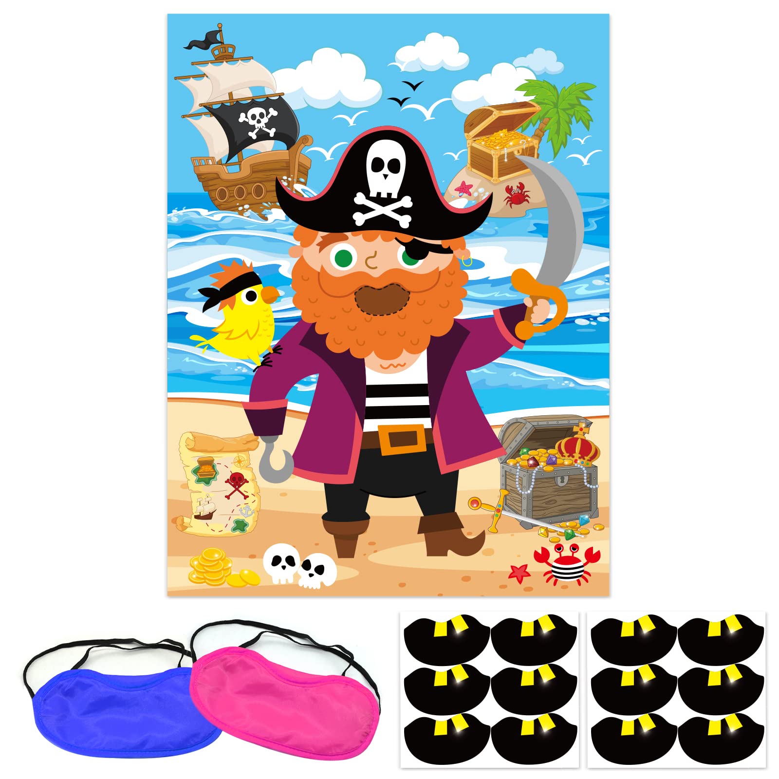 Omlisca Pirate Party Game Stickers Pin The Teeth On The Poster with 36 ...
