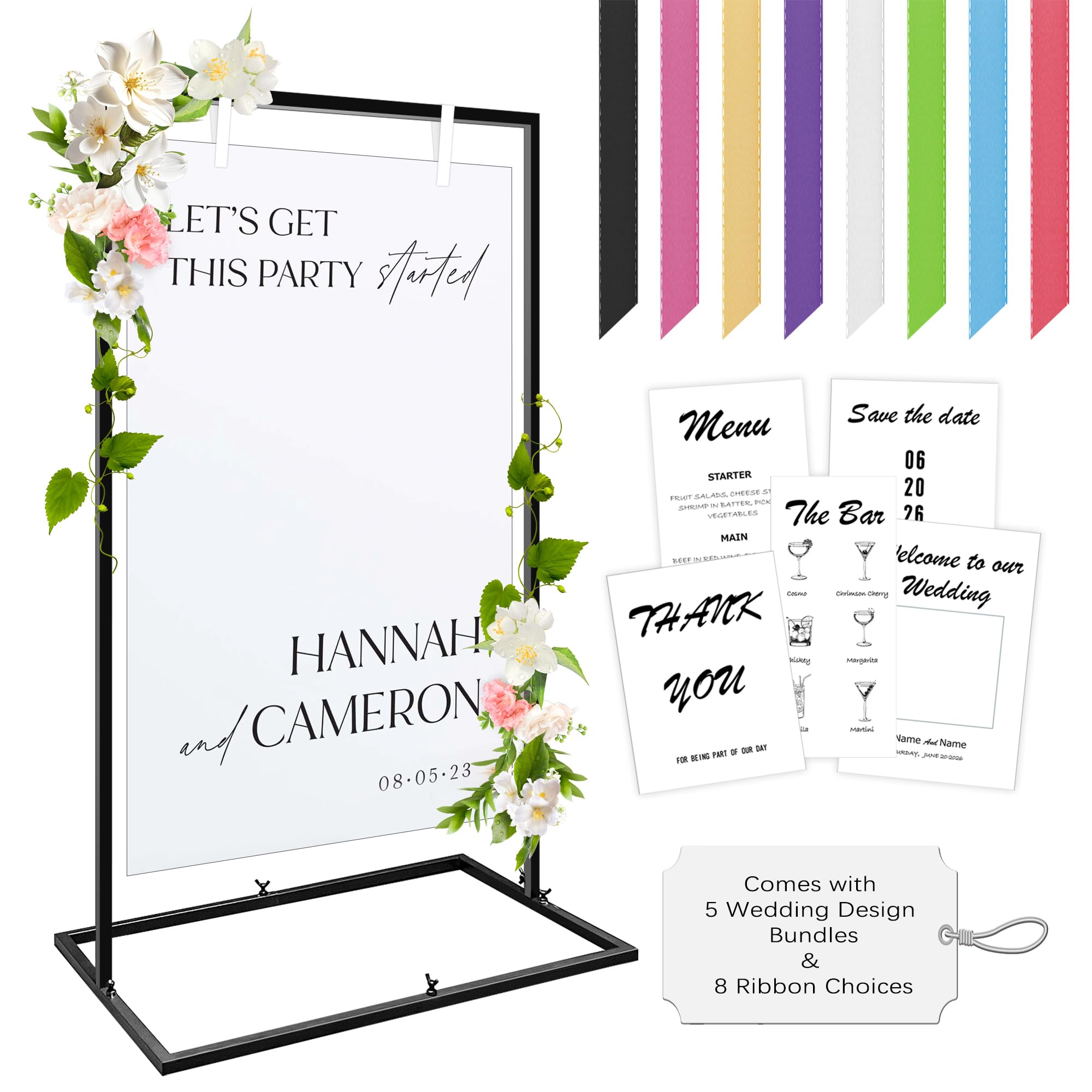 koretech Wedding Welcome Sign, Wedding Sign Stand, Metal Easel Display ...