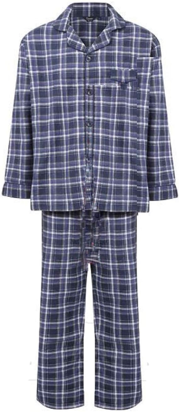 Mens Check Pattern Long Pyjamas Set Brushed Cotton Checkered Print ...