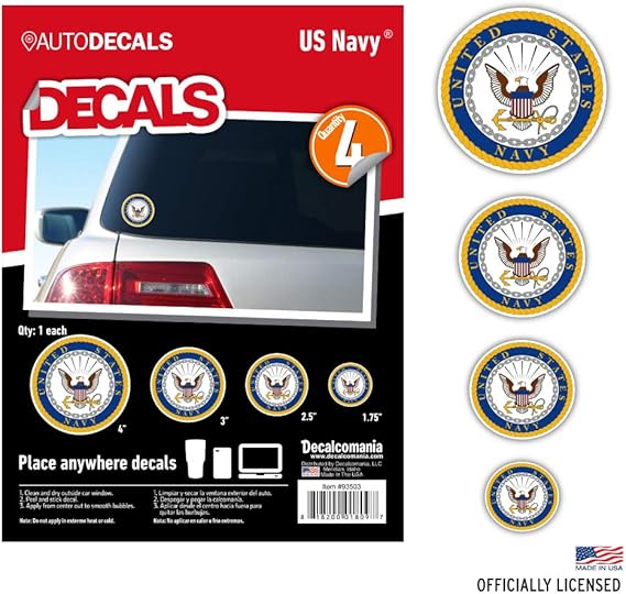 Amazon.com: Officially Licensed U.S. Navy Decals - 4 Piece US Military ...