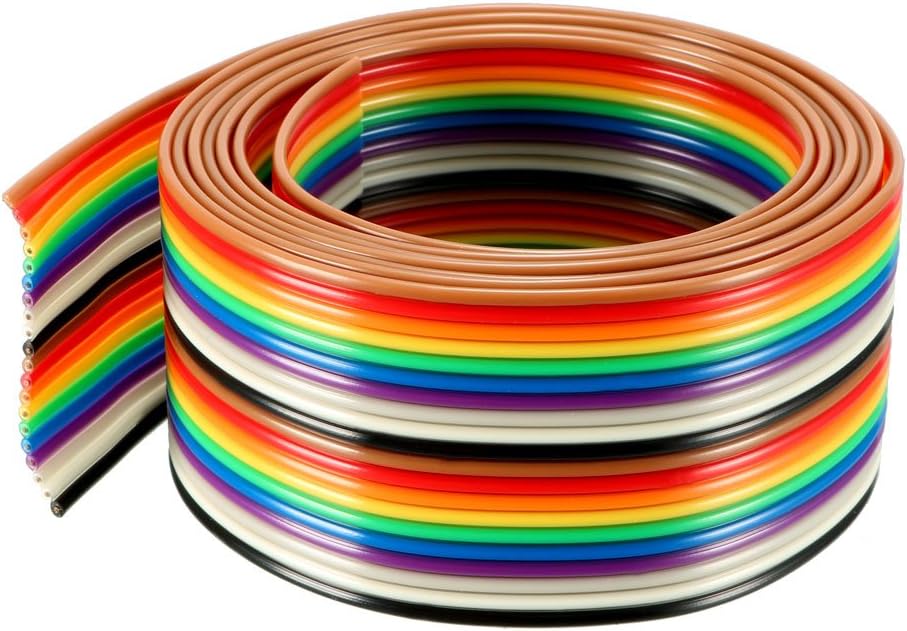 sourcingmap Flat Ribbon Cable 20P Rainbow IDC Wire 1.27mm Pitch 1 Meter ...