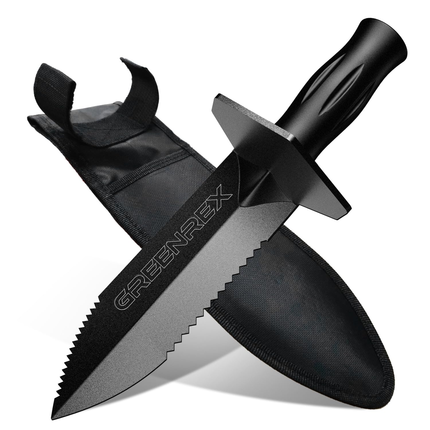 GreenRex Metal Detector Shovel, Heavy Duty Double Serrated Digging Tool ...