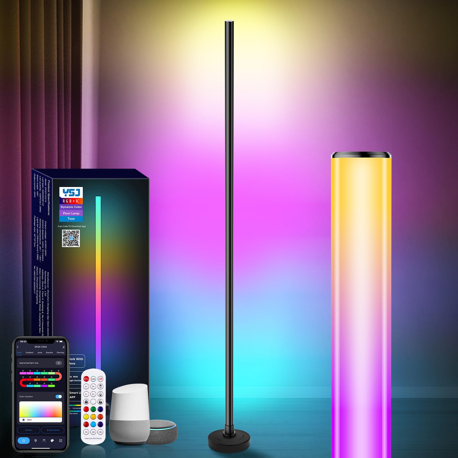 Mua YSJ RGB LED Corner Floor Lamp, LED Floor Lamp,Corner LED Lamp ...