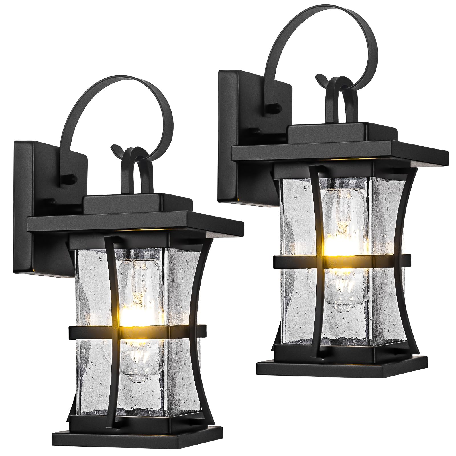 2 Packs Outdoor Wall Light - Modern Black Exterior Light Fixture ...