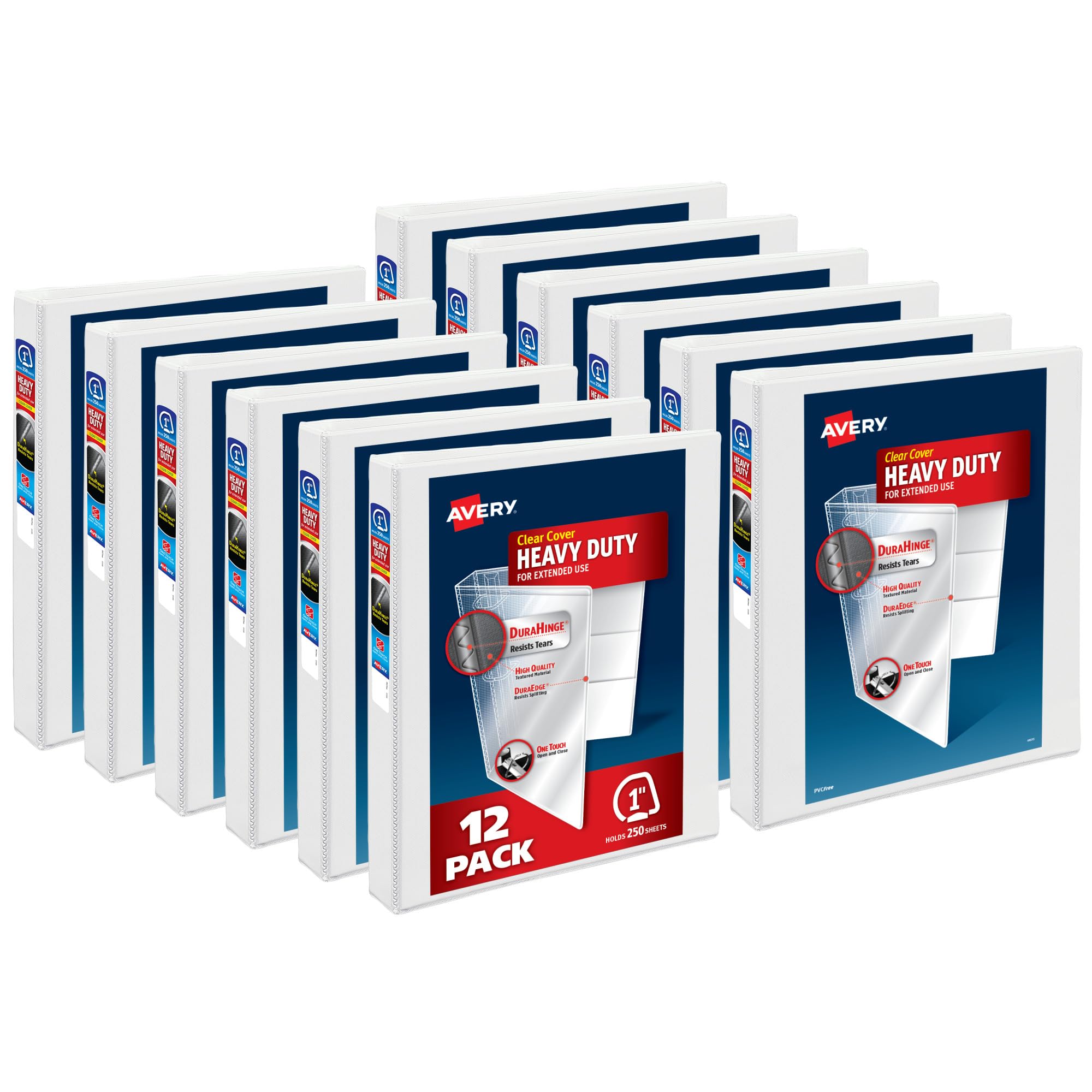 Avery Heavy-Duty View 3 Ring Binder, 1 Inch One Touch Slant Rings, 250 ...