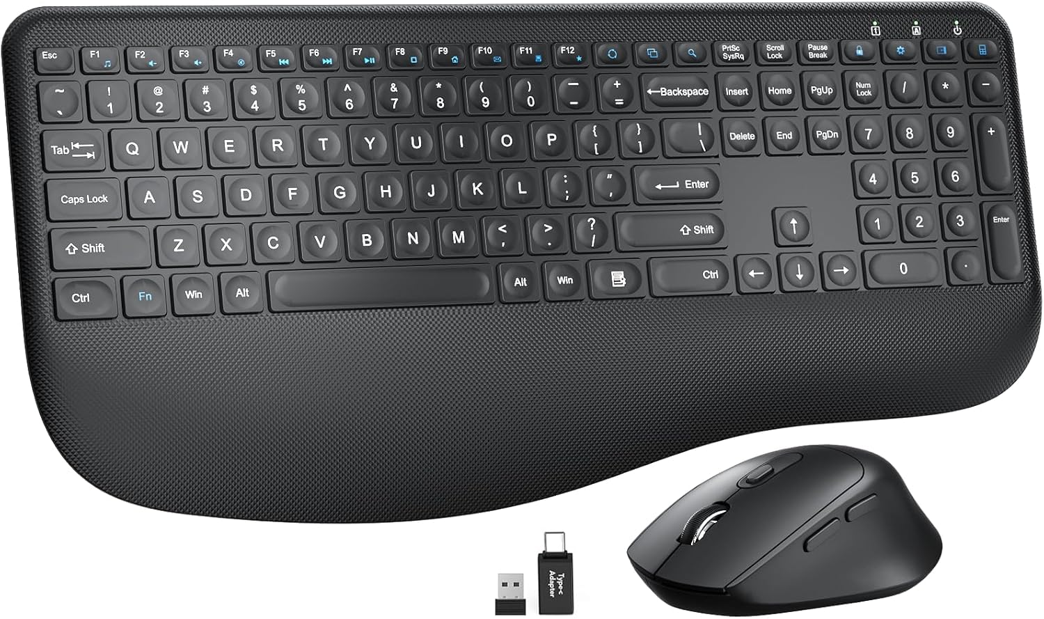 Mua Wireless Keyboard and Mouse Combo, Ergonomic Keyboard with Wrist Rest, Sleep Mode, 6 Buttons ...