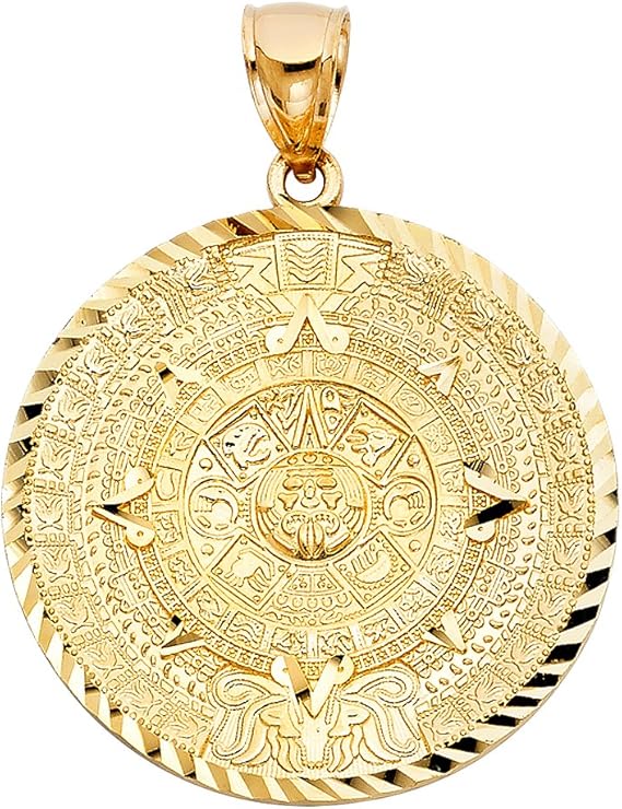 TGDJ Colgante azteca de oro amarillo de 14 quilates con corte de ...