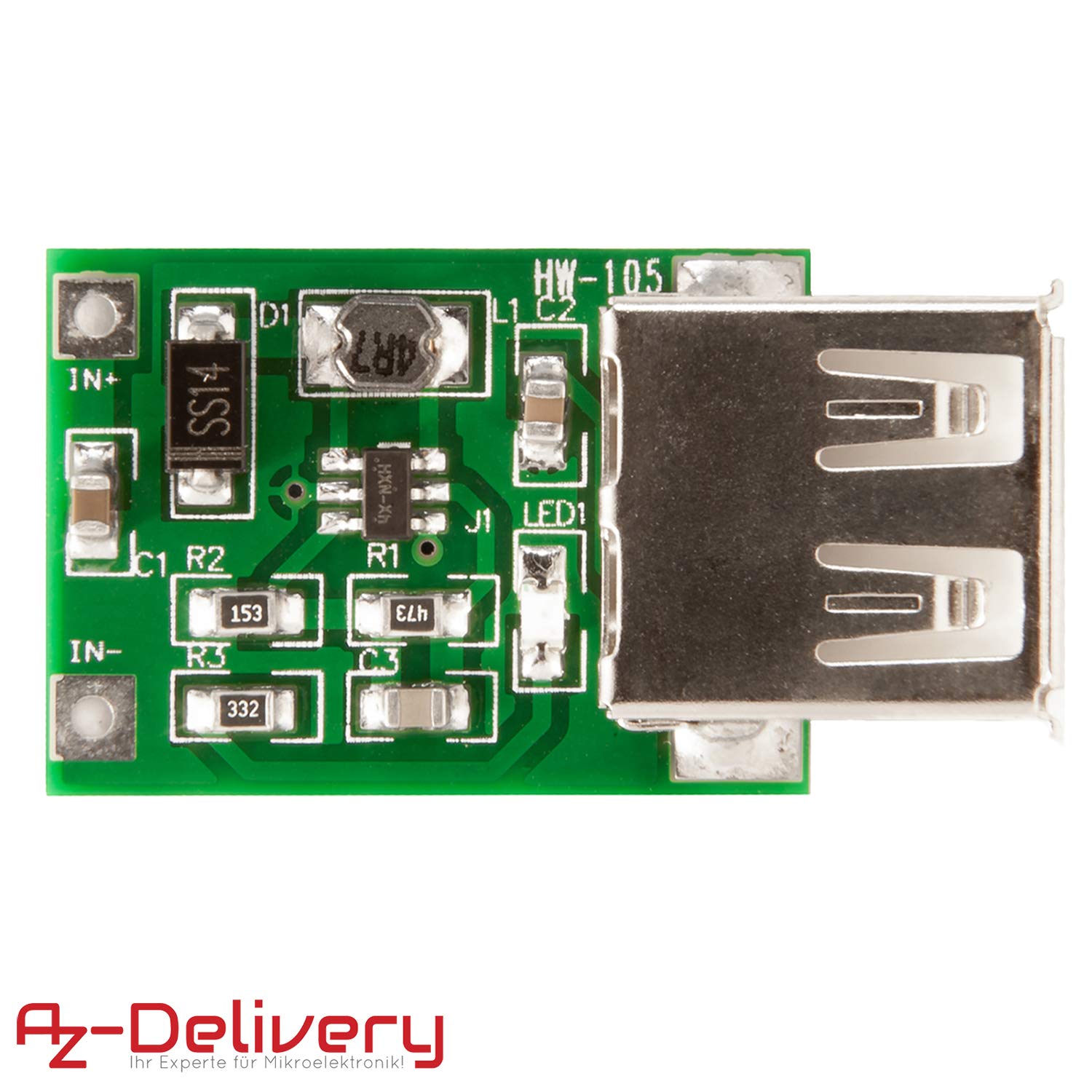 AZDelivery DC-DC Converter 3V to 5V USB Output 600mA Step Up Power ...