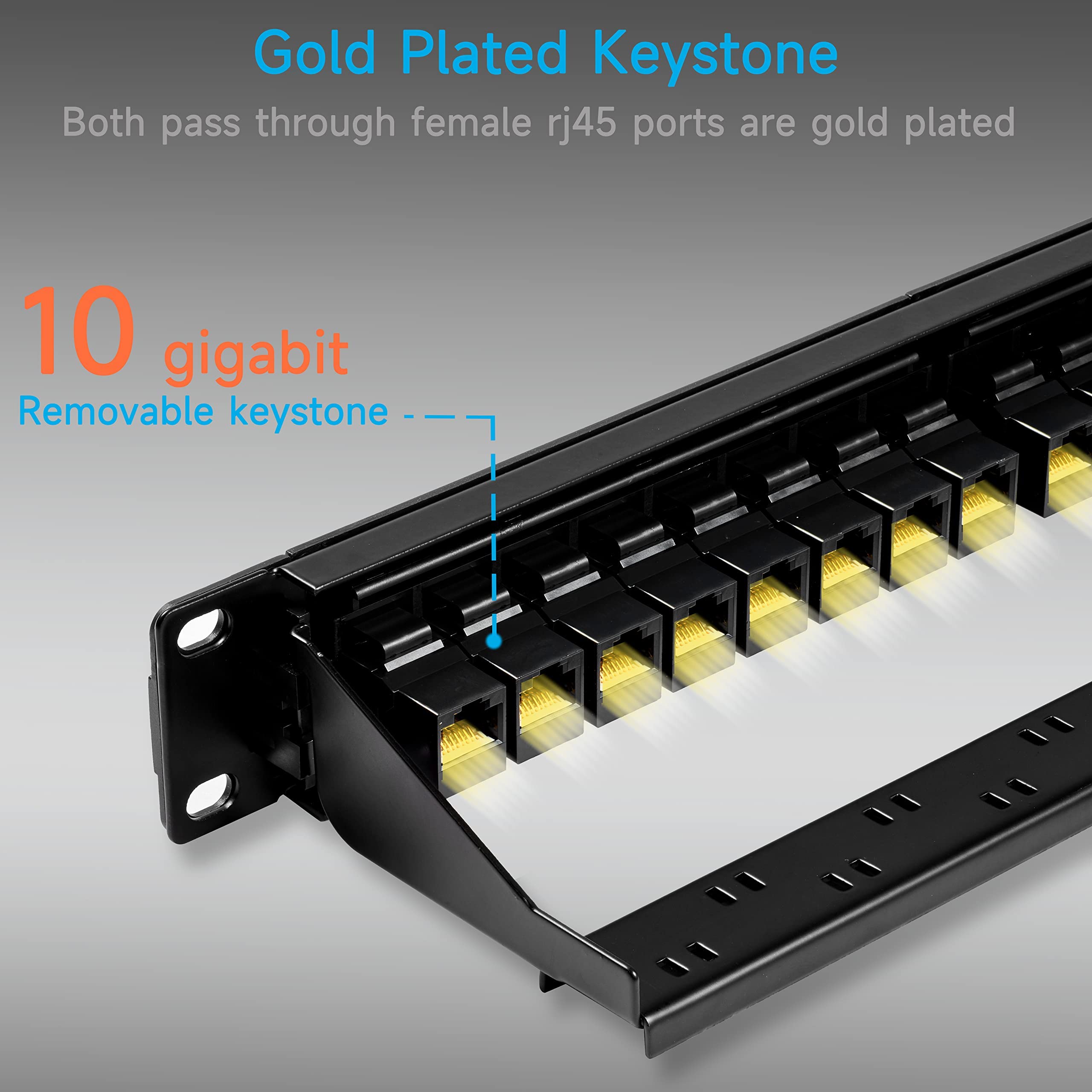 Rj45 Keystone Lysymixs 24-Port Cat7 STP Patch Panel - 19-Inch Rack ...