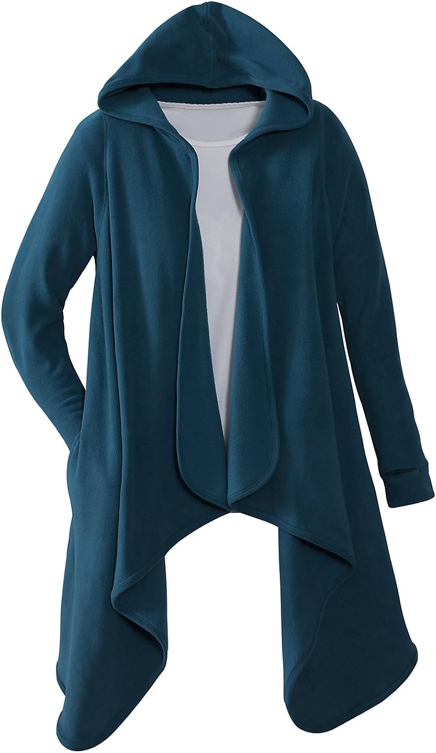 Cuddl Duds Women's Fleecewear with Stretch Hooded Wrap Cozy, Aegean ...
