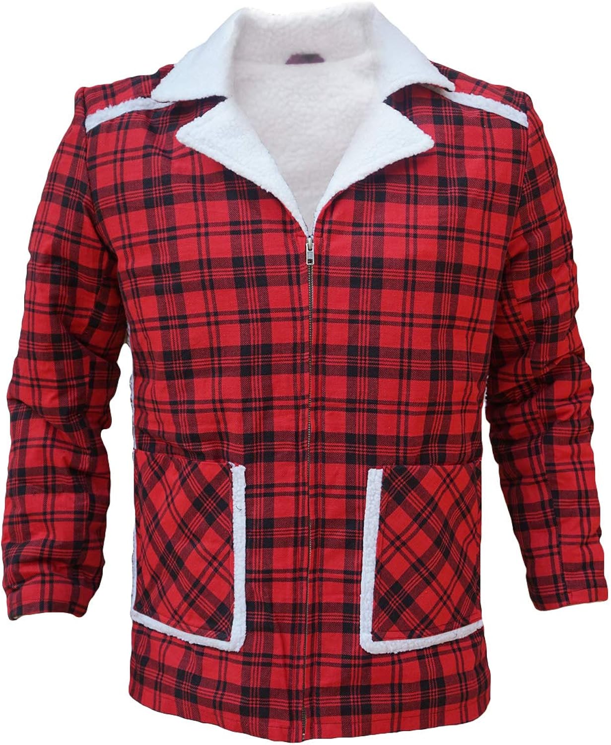 Buy Flannel Checkered Jacket Faux Fur Shearling Red Coat (xs) at Amazon.in