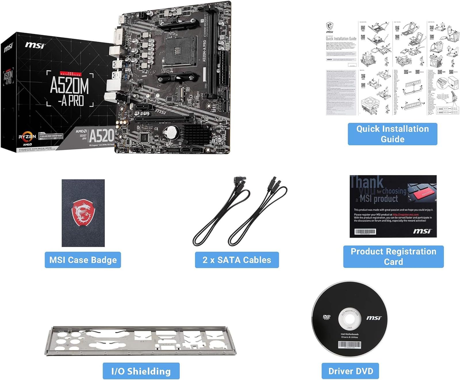 Mua INLAND AMD Ryzen 5 5500 Unlocked Desktop Processor Bundle with MSI A520M-A PRO Gaming ...