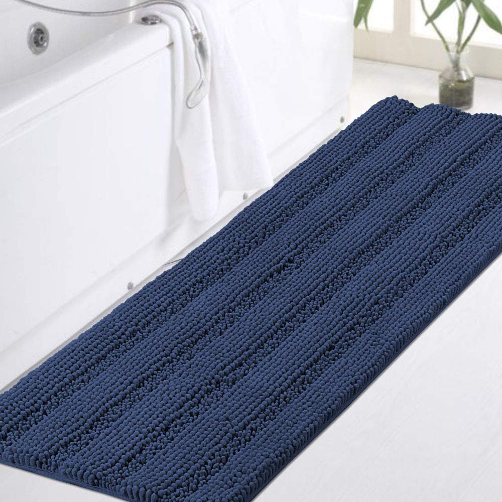 Turquoize Plush Chenille Bathroom Rugs Extra Long Bathroom Runner 47"x ...
