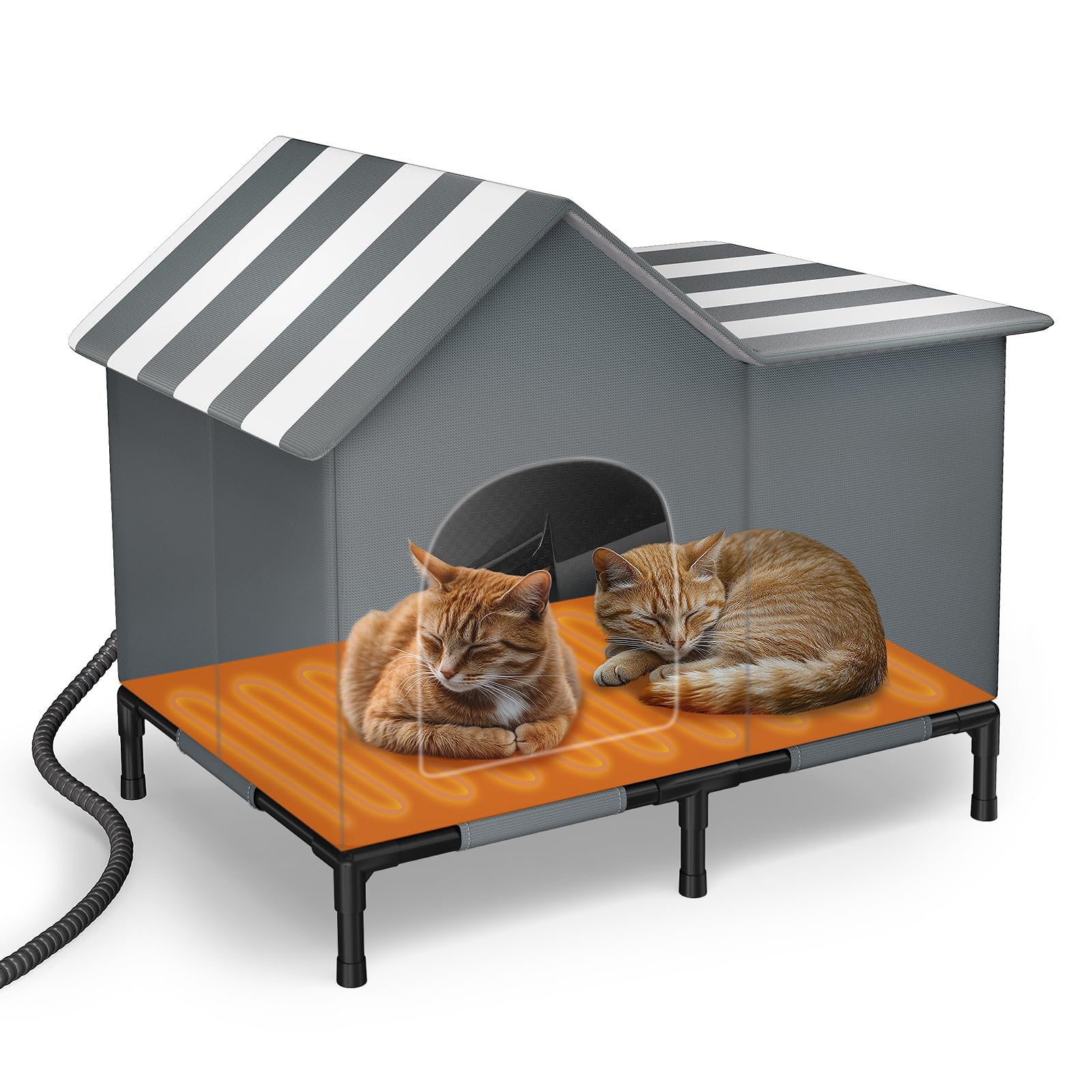 Heated Cat House for Outside, Foldable Cat House for Winter Insulated ...
