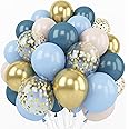 Amazon.com: Dusty Blue Balloon Set, 60 Packs 12 Inches Metallic Chrome Gold Macaron Blue Ocean ...