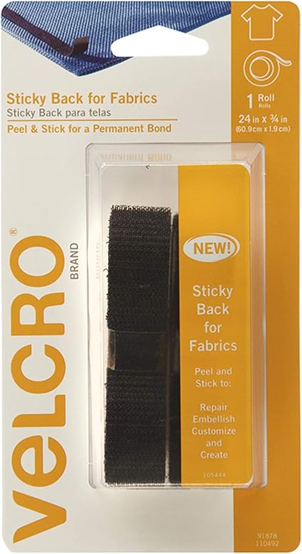 Velcro Brand 91878 Sticky Back for Fabrics: No sewing needed - 24" x 3/ ...