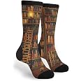 Amazon.com: Vintage Bookshelf Book Socks Men's Women's Crew Socks Funny ...