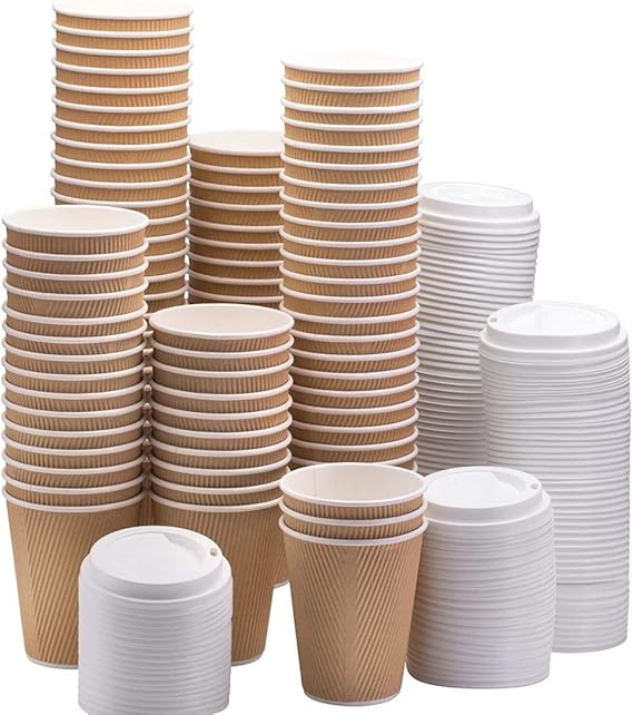 100 X 12oz 360ml Kraft Triple Walled Disposable Paper Ripple Cups 100-x-12oz-360ml-kraft-triple-walled-disposable-paper-ripple-cups