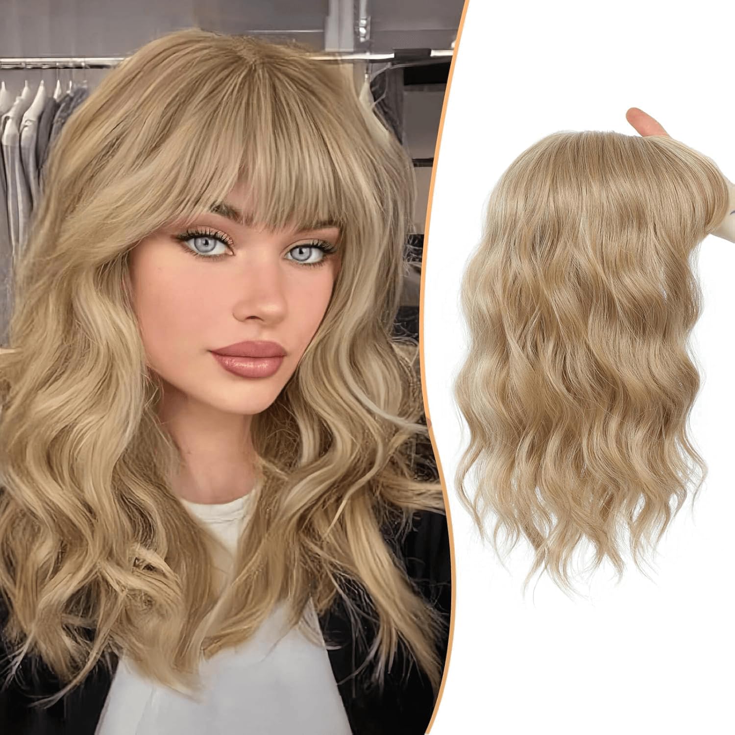 MARJORIE Hair Topper 14inch Golden Blonde Wavy Hair Toppers for Women ...