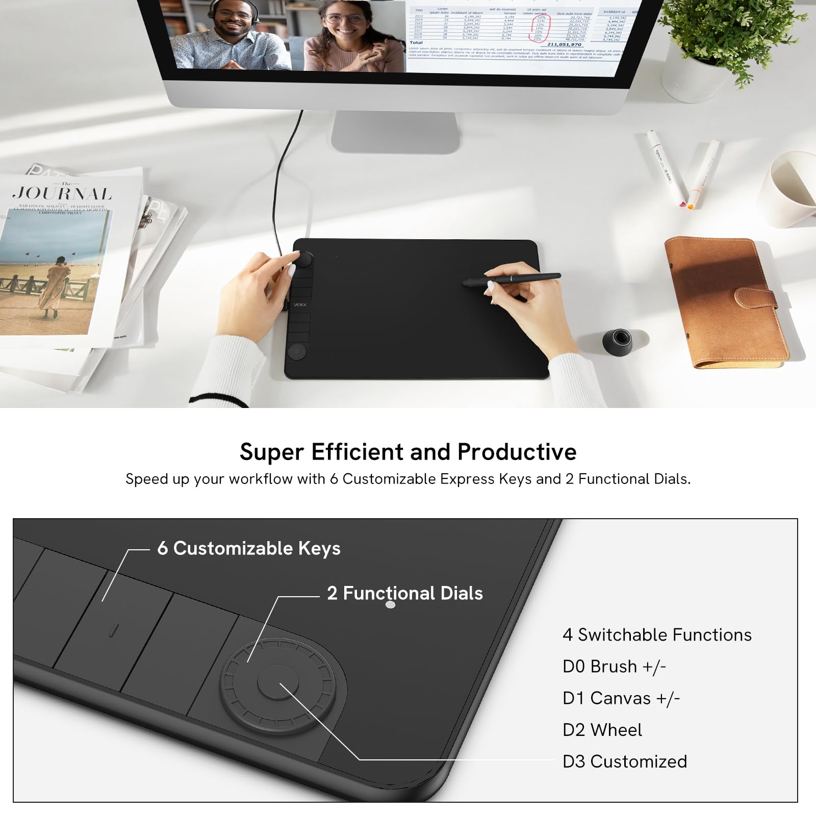 Mua VEIKK VK1060PRO V2 Large 10 x 6 Inch Drawing Tablet with 2 Scroll ...