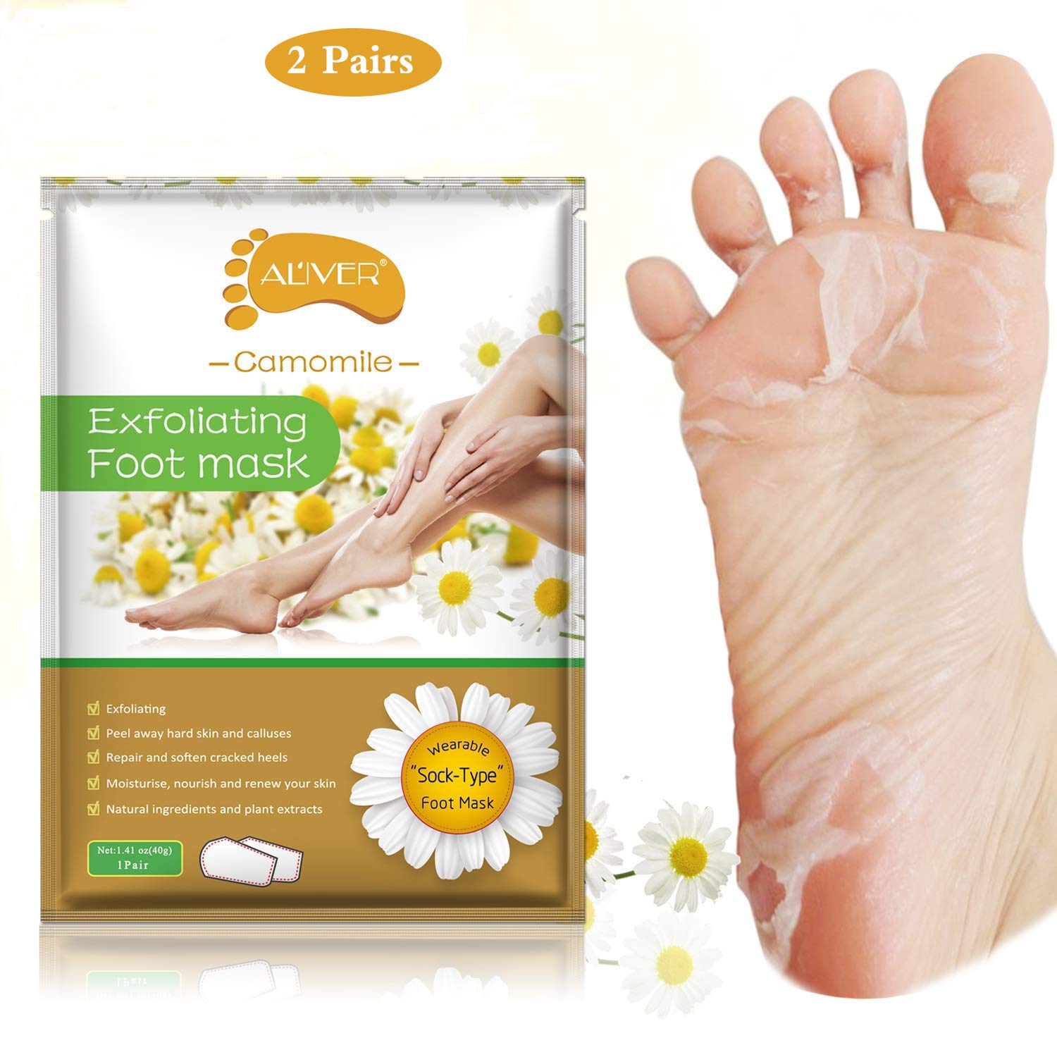2 Pairs Exfoliant Foot Peel Mask for Soft Feet in 3-7 Days, Exfoliating ...