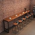 Amazon.com: RUNNUP Farmhouse Bar Table Solid Wood Rectangle Bar Height Table Industrial Dining ...