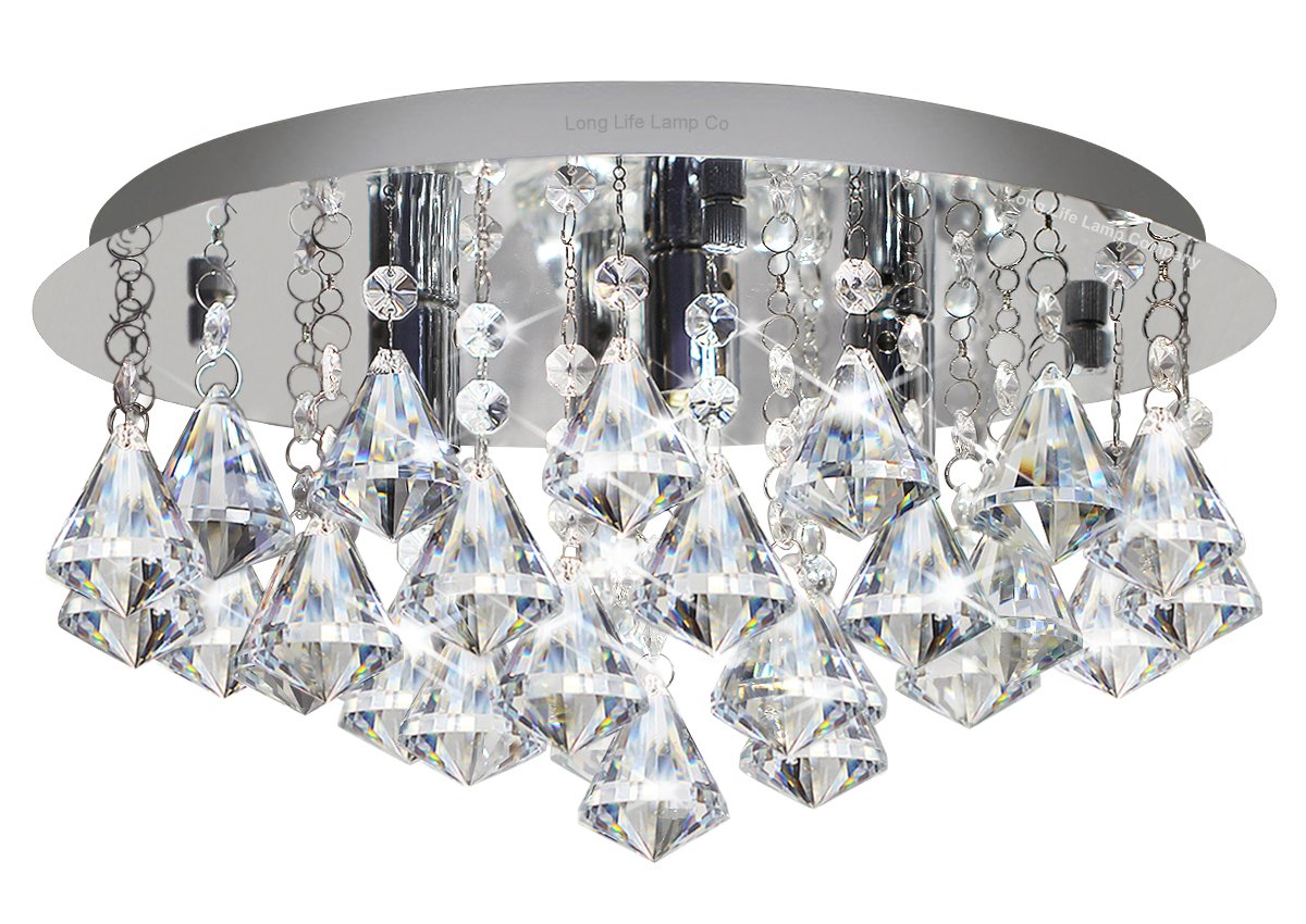 Indoor Lighting Modern Round Chandelier Ceiling Light Crystal Rain ...