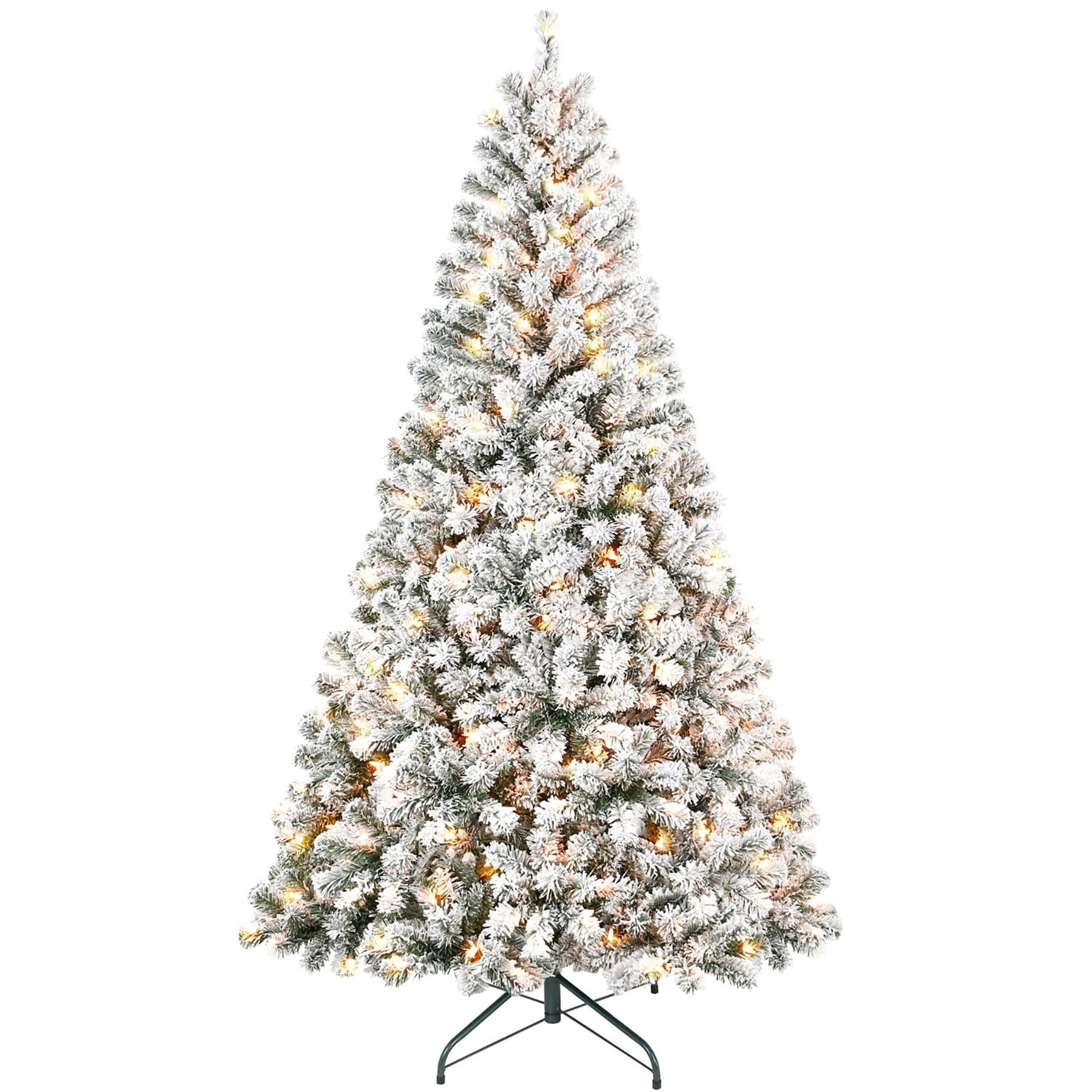 Liguanow 7ft Snow Flocked Christmas Tree with Lights, Realistic Frosted ...