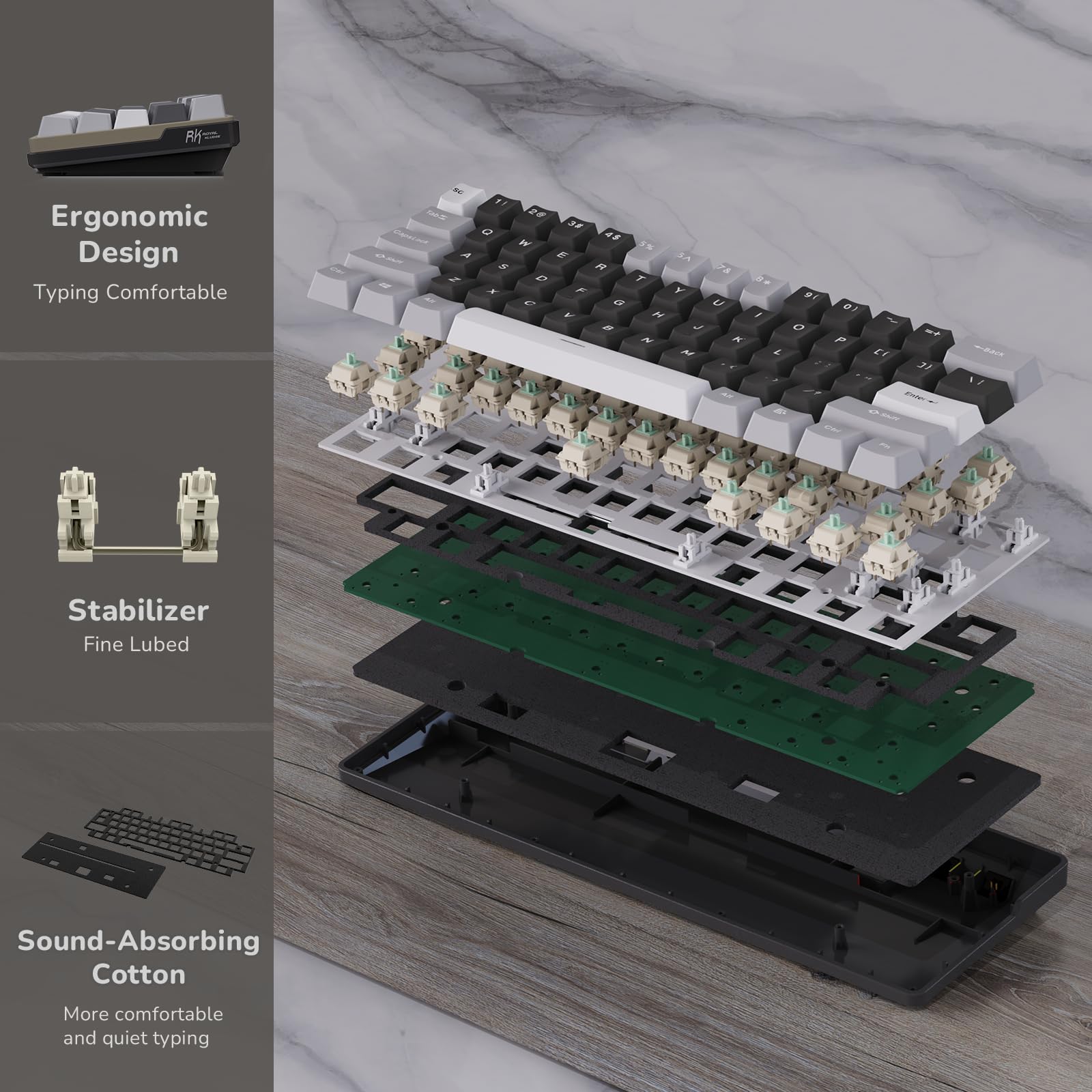 Mua RK ROYAL KLUDGE RK61 Plus Wireless Gaming Keyboard, 60% Percent ...