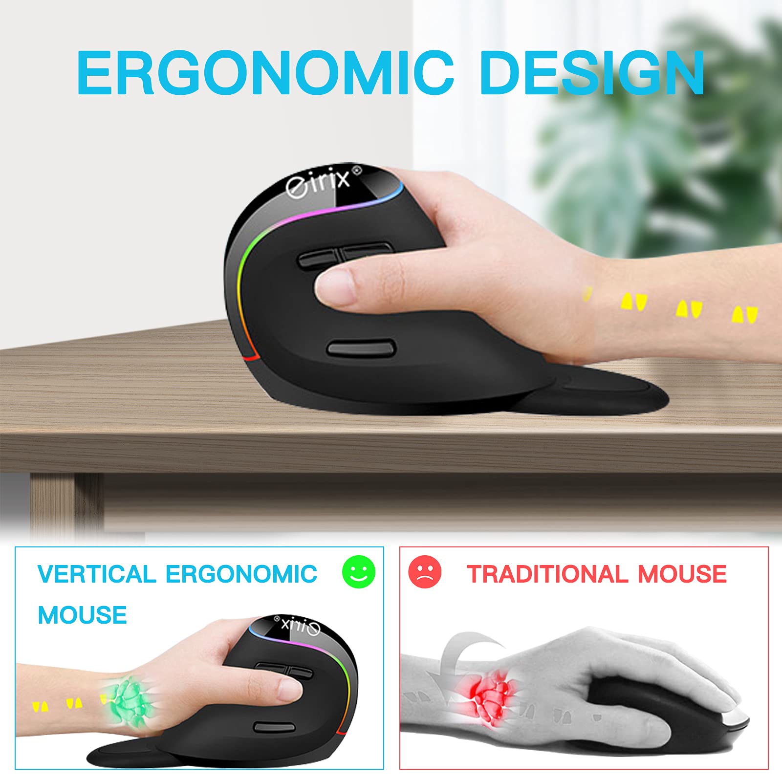 Mua Ergonomic Vertical Wireless Mouse: Rechargeable RGB Ergo Mouse with ...