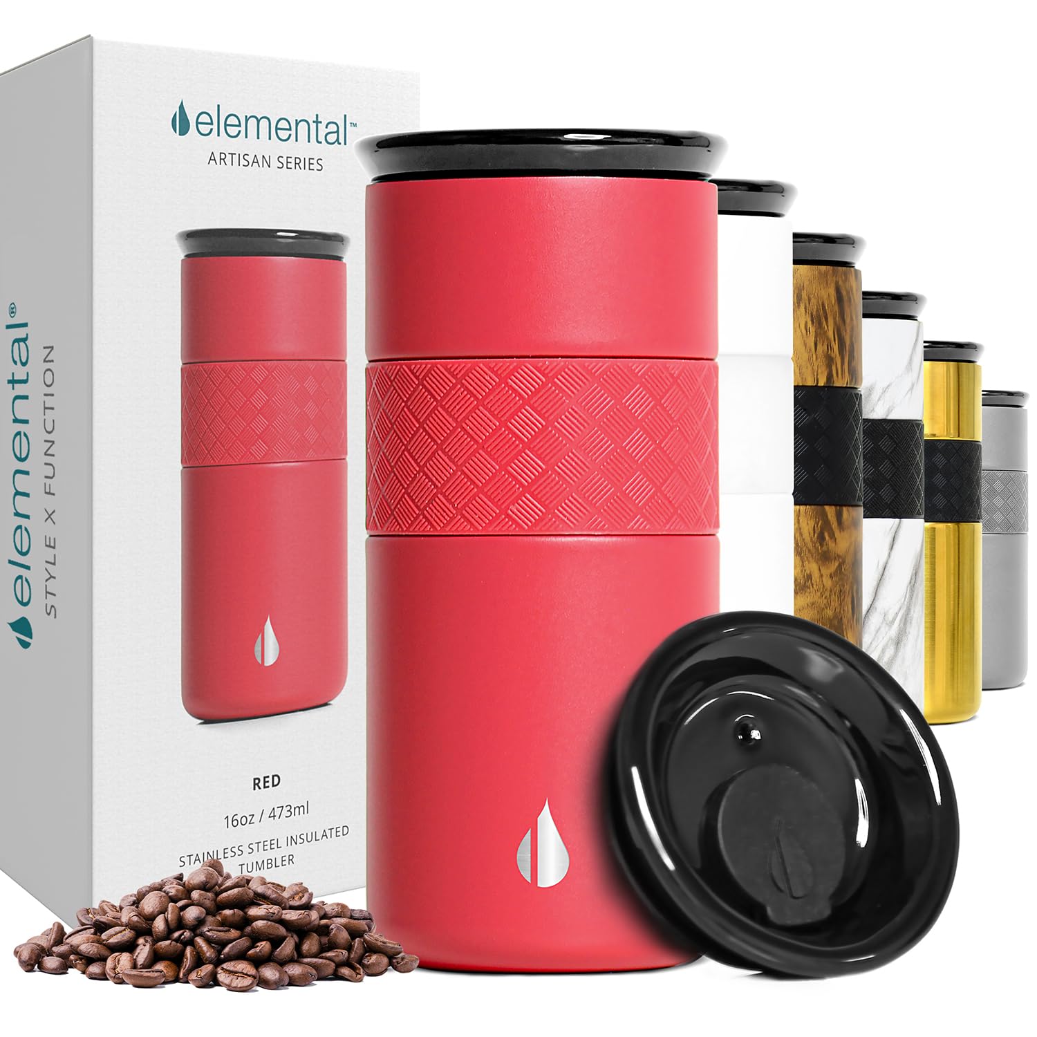 Elemental Artisan Insulated Tumbler, Triple Wall Coffee Travel Mug ...