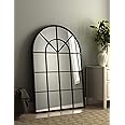 Amazon.com: SIERSOE Black Arched Window Wall Mirror - Large Metal Frame ...