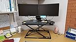 VIVO Black Single Top Height Adjustable 27 inch Standing Desk Converter ...