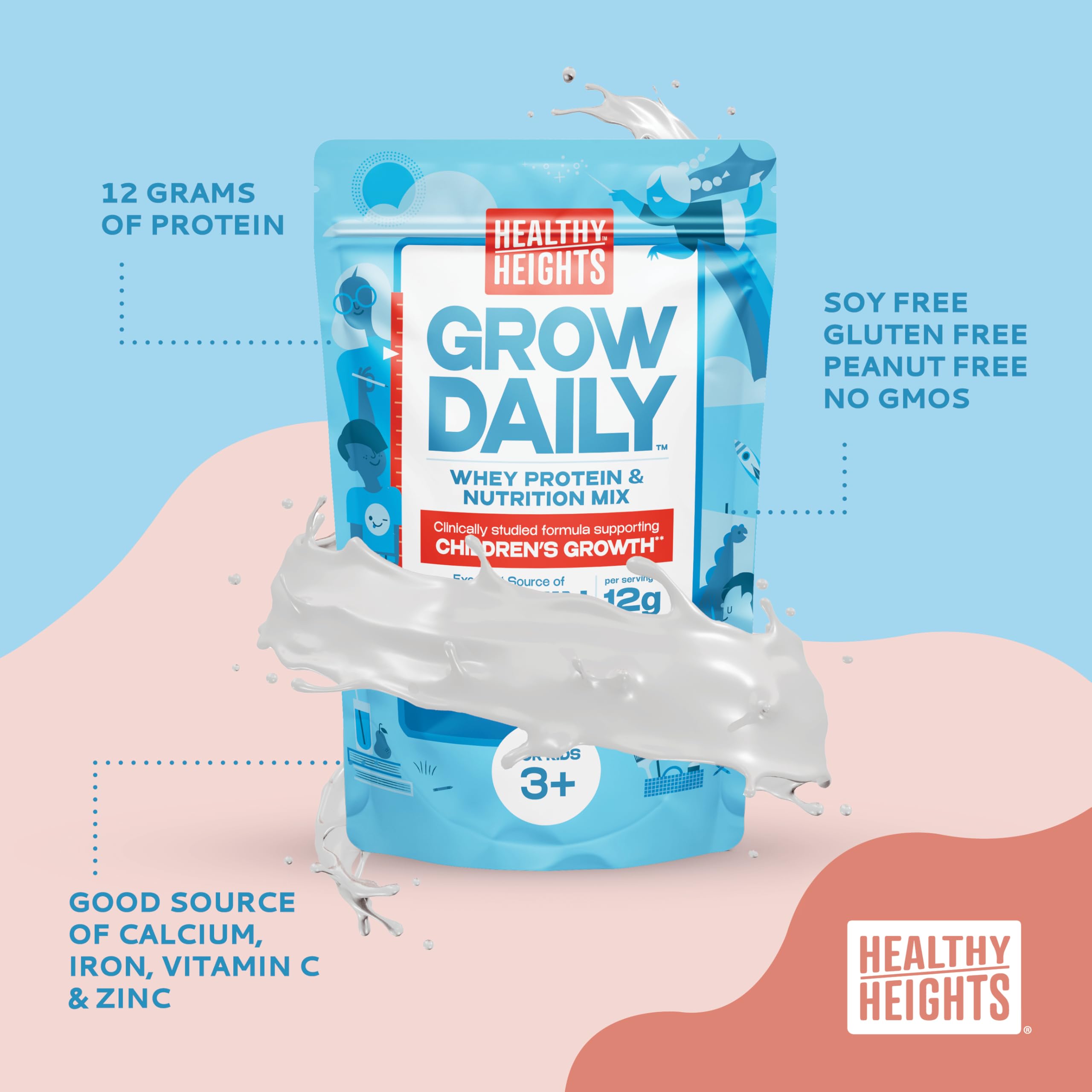 Mua Healthy Heights Grow Daily Kids Protein Drink Mix (Plain) - High ...
