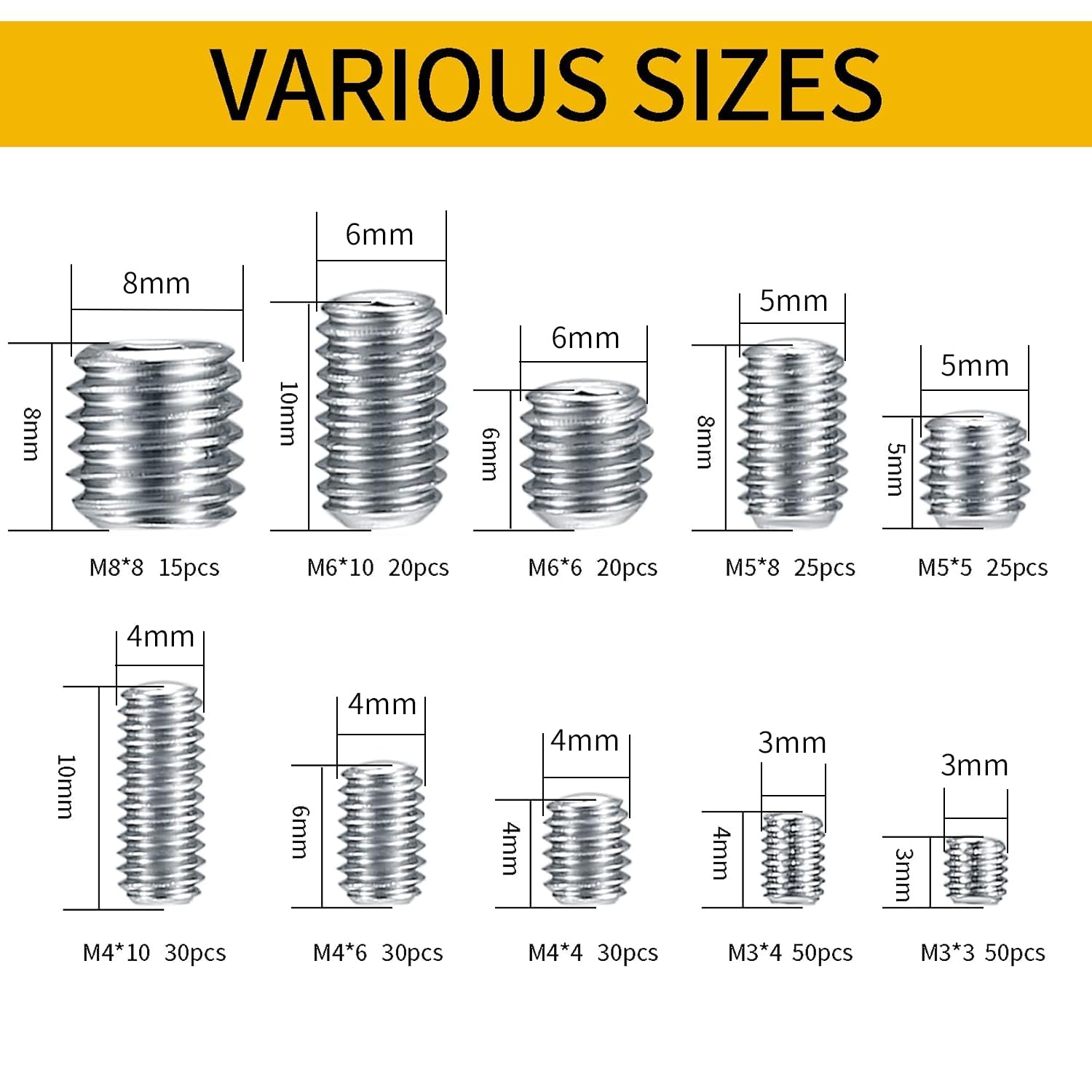 Mua 300 Pcs Stainless Steel Socket Head Screws Assortment Kit, Allen ...