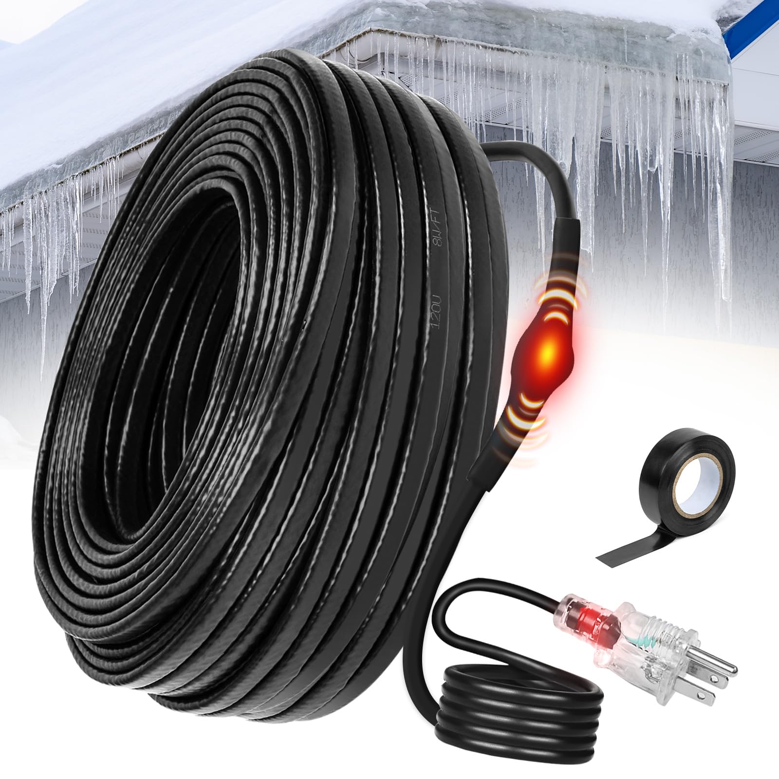 3FT~160FT Heat Tape for Water Pipes, -40°F De Icing Heating Cable ...