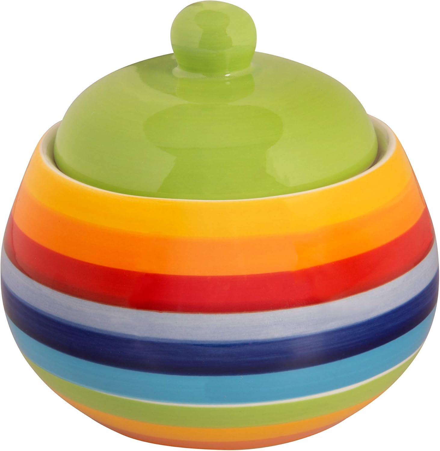 Laeto House and Home Colourful Hand Painted Rainbow Ceramic Sugar Bowl ...