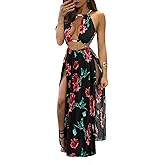BIUBIU Women's Sexy Boho Floral Halter Summer Maxi Dress Beach Party ...