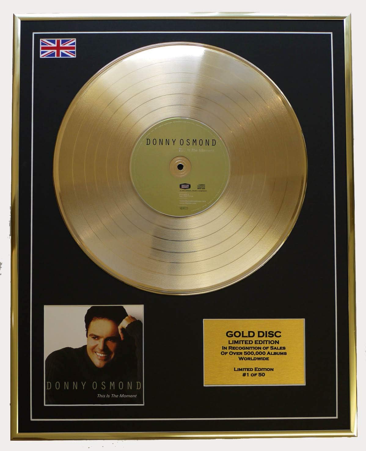 DONNY OSMOND/Cd Gold Disc Record Limited Edition/THIS IS THE MOMENT ...