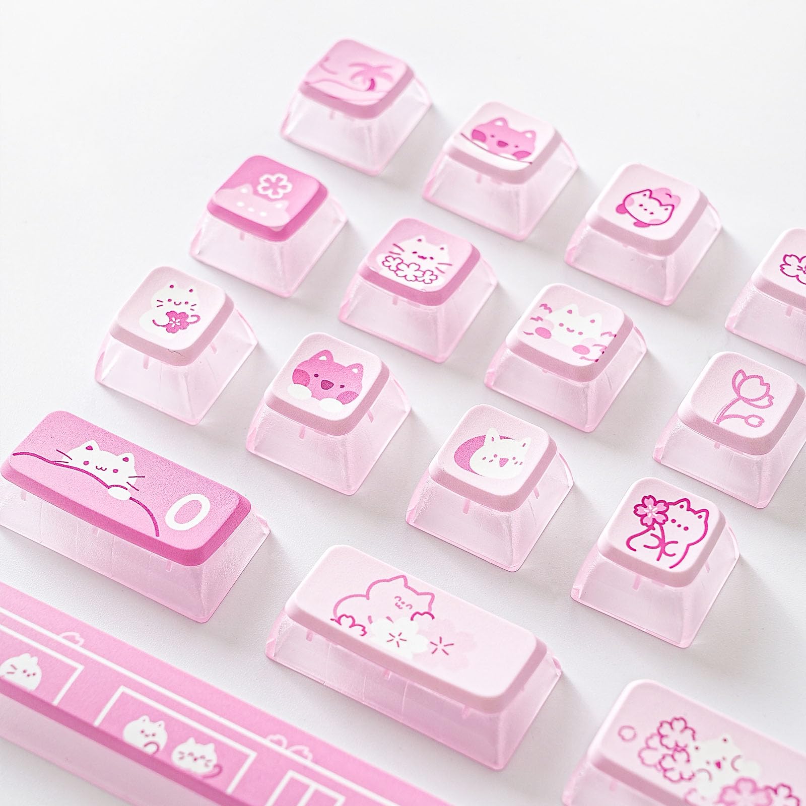 Mua YUNZII Sakura Kitty Dye Sub Keycaps, 120 Pudding Keycaps ...