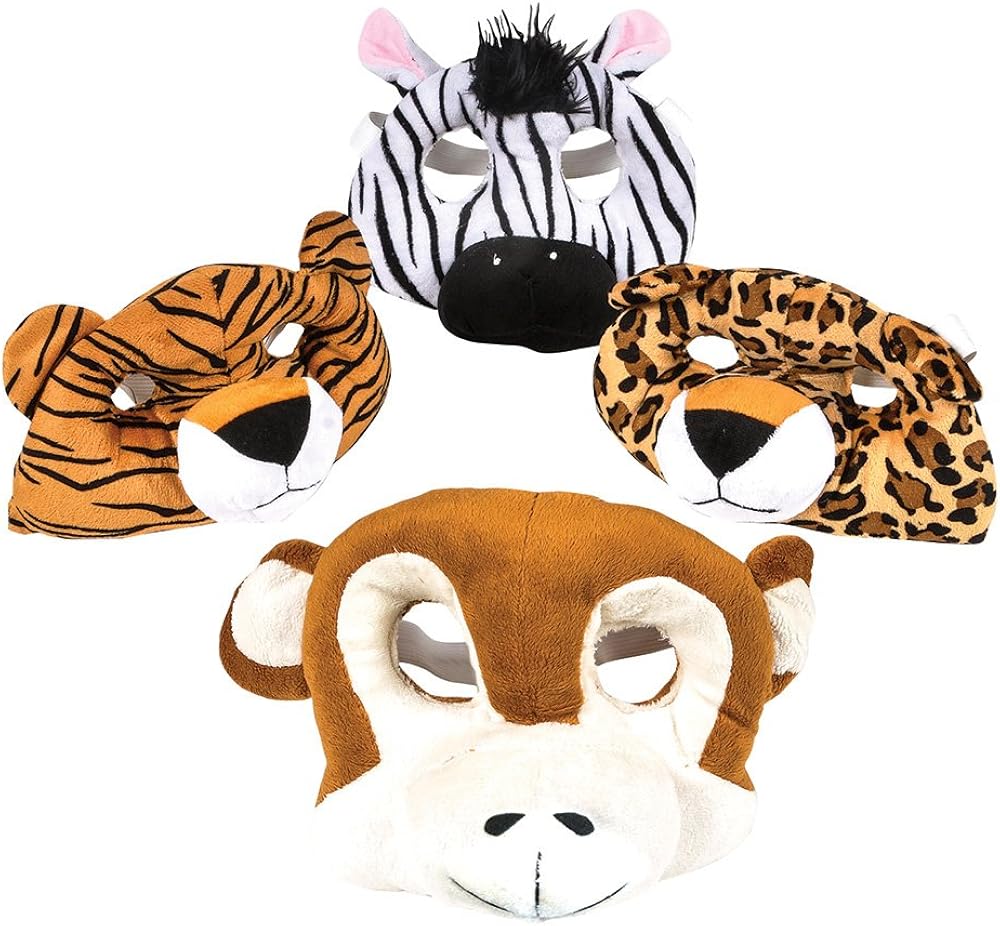 Amazon.com: (1 dz) Plush Animal Mask: Clothing
