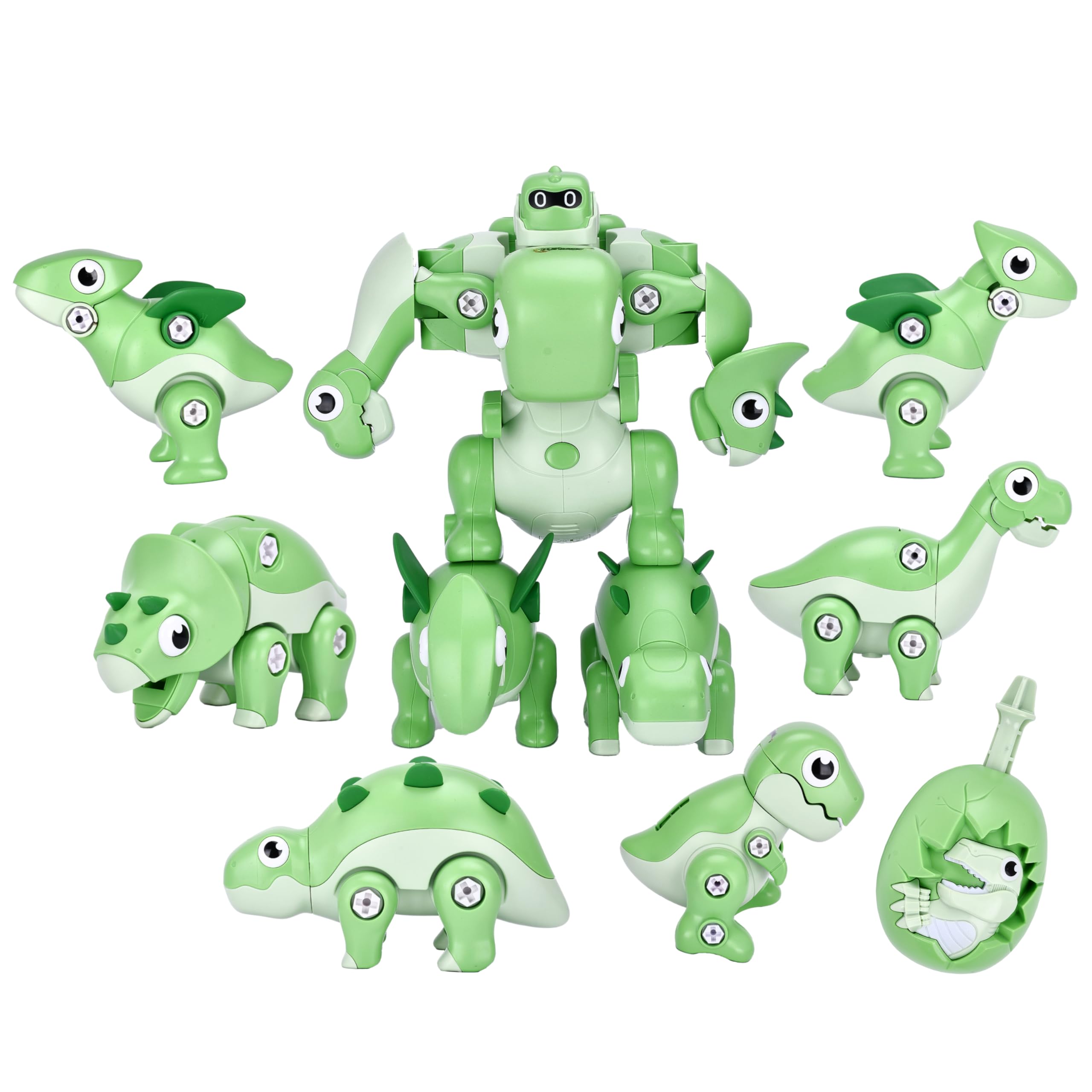 Top Race 5-in-1 Transforming Dinosaur Toy Set - Take Apart Dino Figures ...