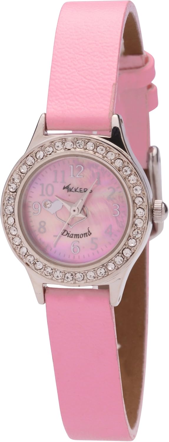 Tikkers Girls Genuine Diamond Pink Strap Watch: Amazon.co.uk: Watches