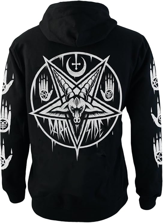 Pentagram Baphomet Hoodie Gothic Satanic Occult Fashion Men's Black ...