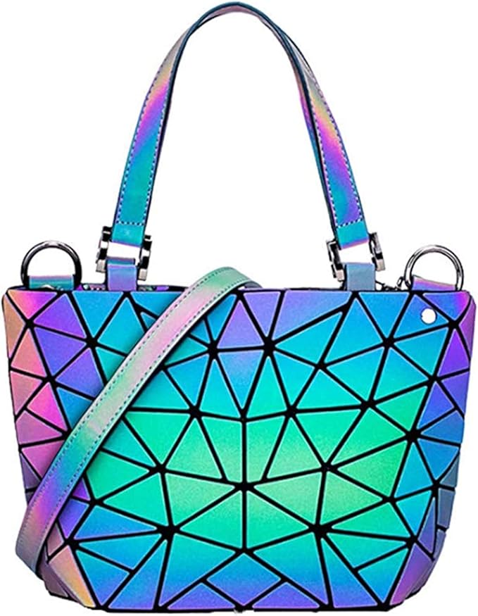 Geometric Luminous bags for Women Handbag Holographic Rainbow Tote Bag ...