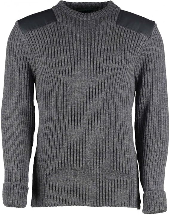 British Commando Sweater Woolly Pully Crew Neck with Epaulets (3XL (56 ...