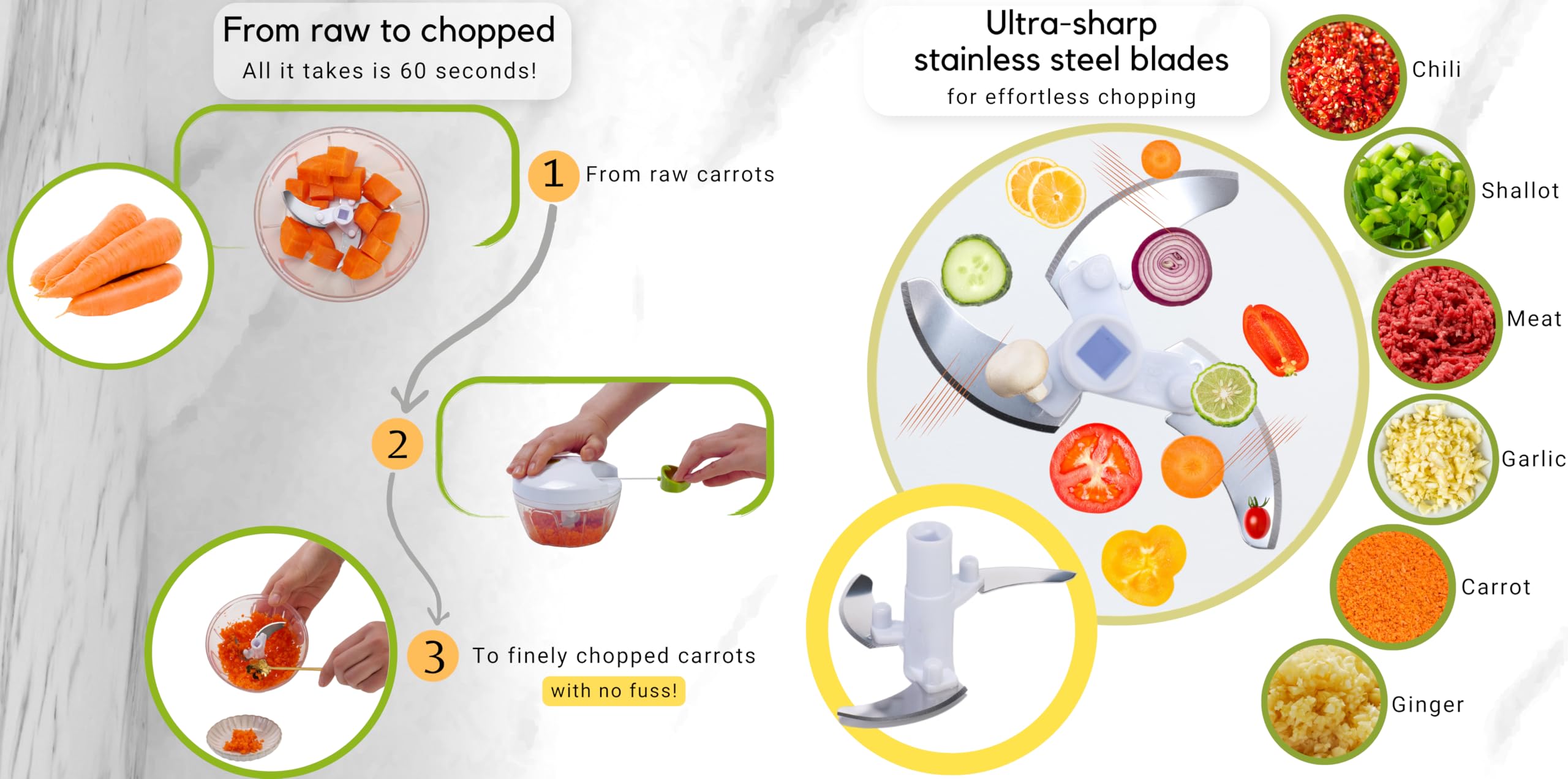 Mua Brieftons Manual Food Chopper, Compact & Powerful Hand Pull Chopper ...